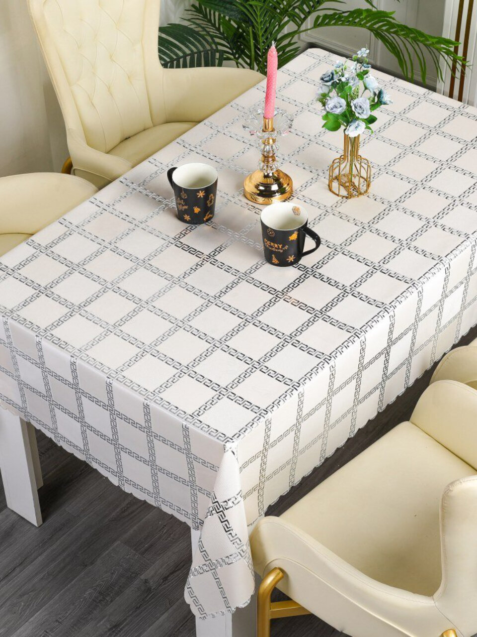 Клеенка на тканевой основе Silvano PS-7162B, рулон, 1.37х20 м, серый, геометрия