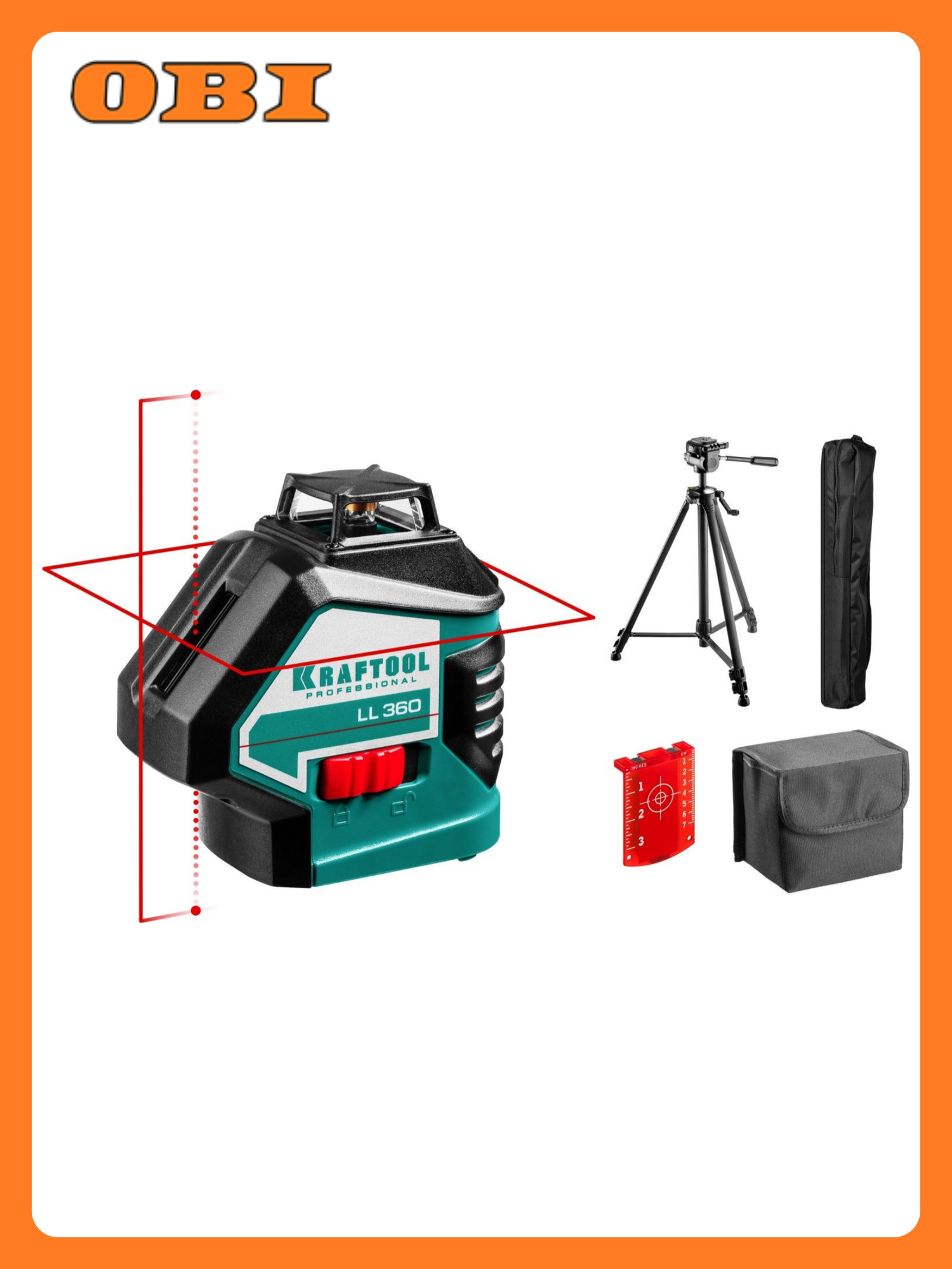 Нивелир лазерный Kraftool 360 GR, красный луч, питание от батареек
