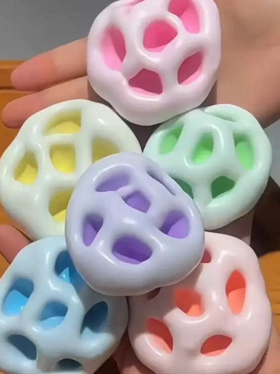 Игрушка антистресс сквиш хрустящий синие бусы