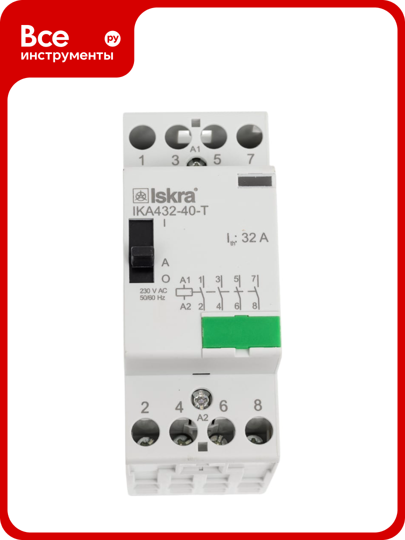 Модульный контактор Iskra IKA432-40-T/230V УТ-00019603, с ручным управлением