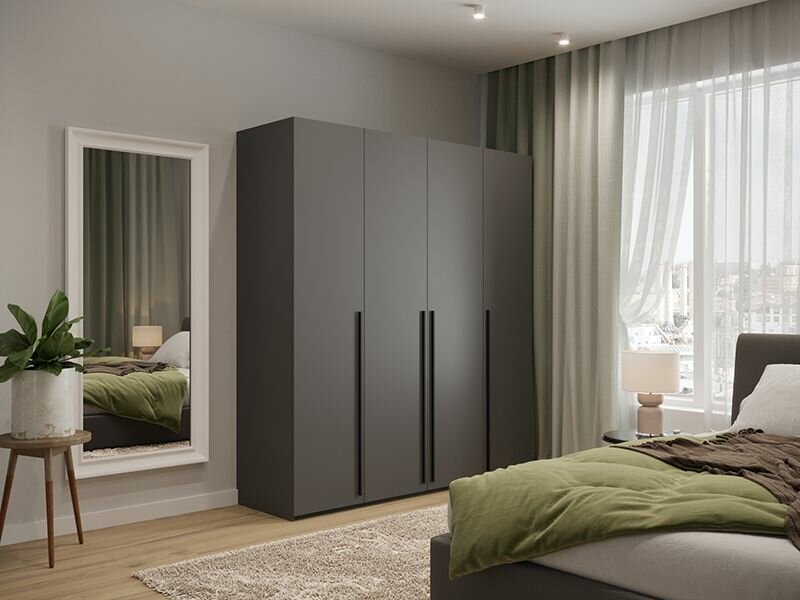 Шкаф распашной для одежды "Лорена Пакс 8" 180хх200х52 Серый графит