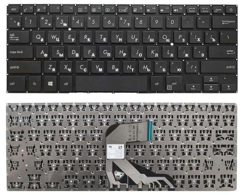 Клавиатура для ноутбука Asus VivoBook S14 S406UA, чёрная, без рамки