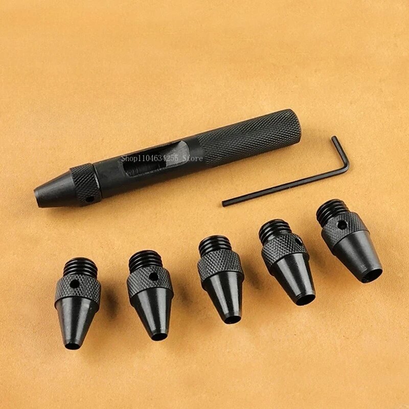 Черный большой размер со сменной головкой, пробойник для изделий из кожи, сделай сам, кожаный ремесленный рюкзак/ремнь/пробойник для обуви, инструмент с круглым отверстием