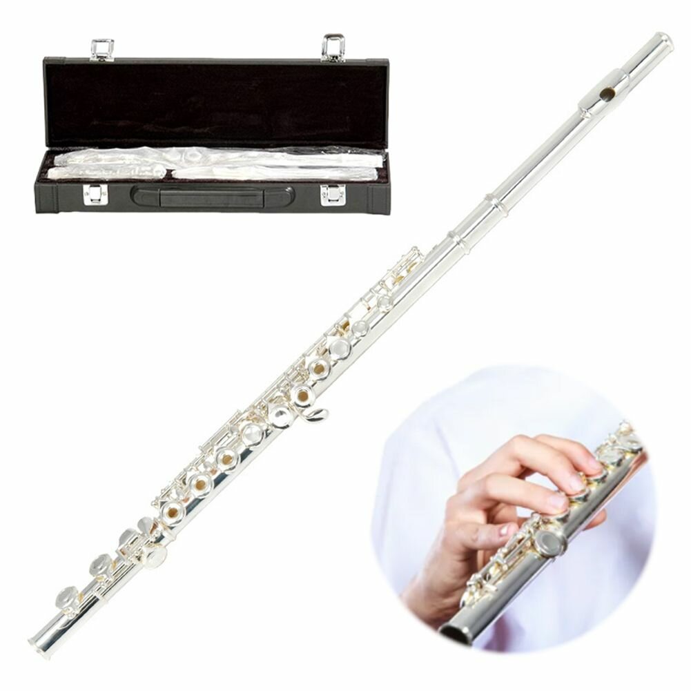 Флейта с серебряным покрытием, 16 клапанов, звучание в тональности C