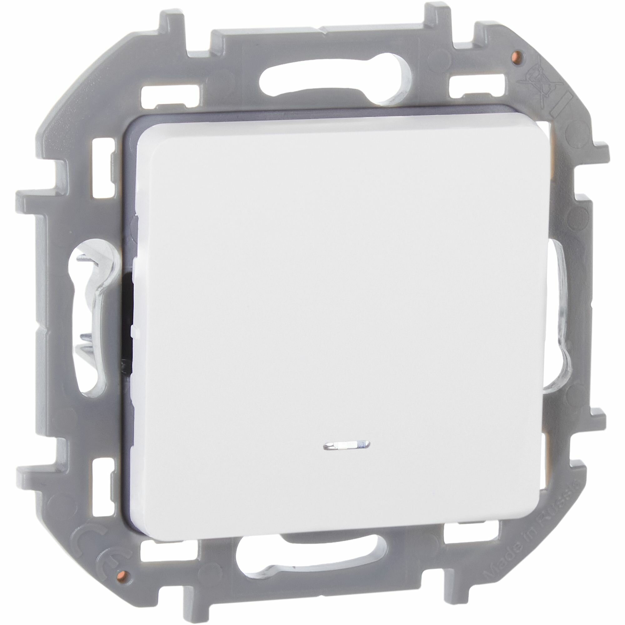 Выключатель IEK 1-клавишный с подсветкой/индикацией 10АХ безвинтовое крепление белый, Inspiria