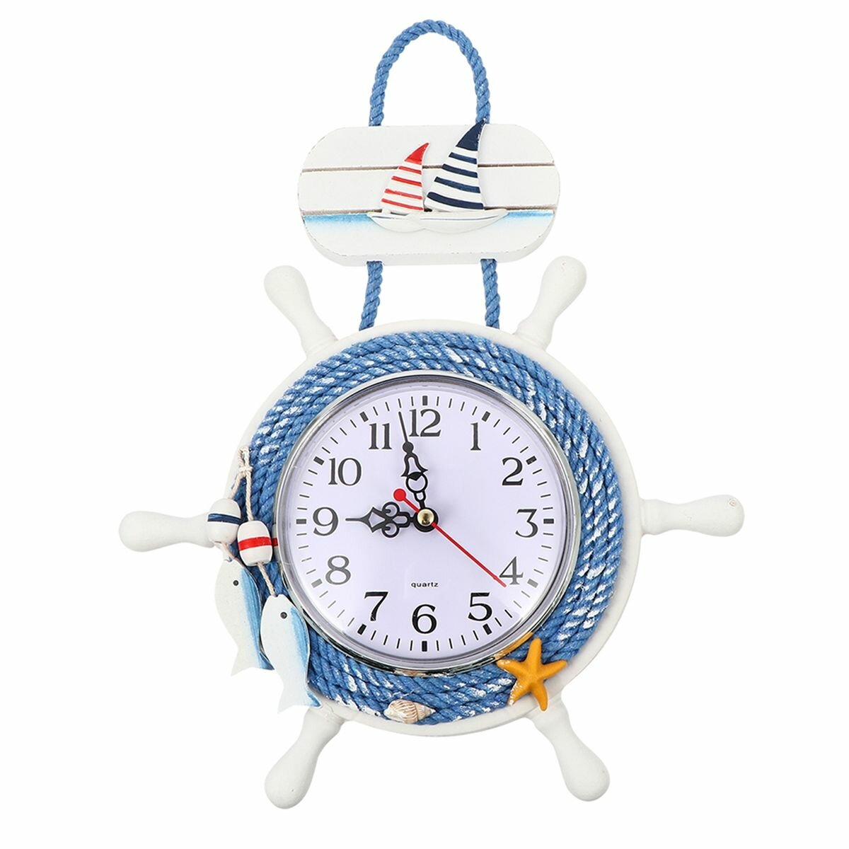 Часы в средиземноморском стиле с якорем, пляжные часы с изображением штурвала парусника