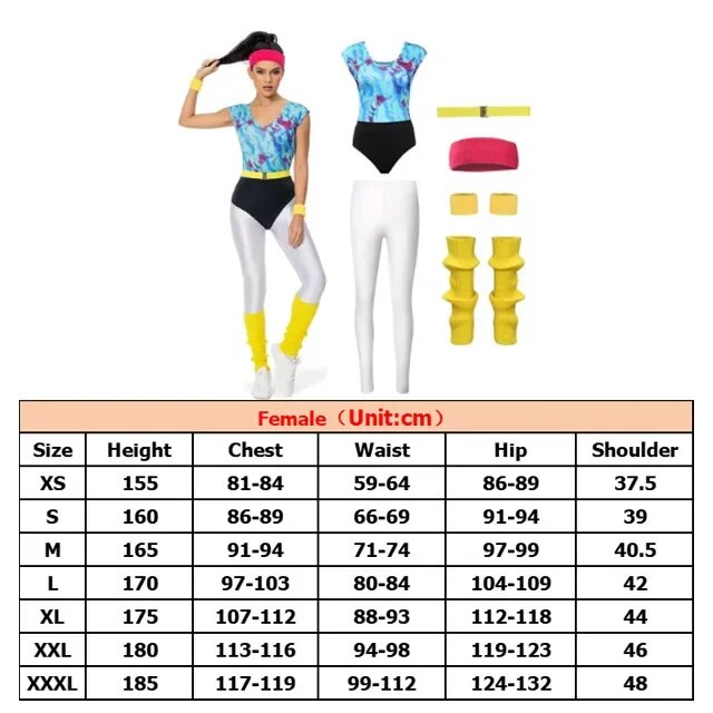 Ретро 80-е хиппи диско костюм 6 шт.