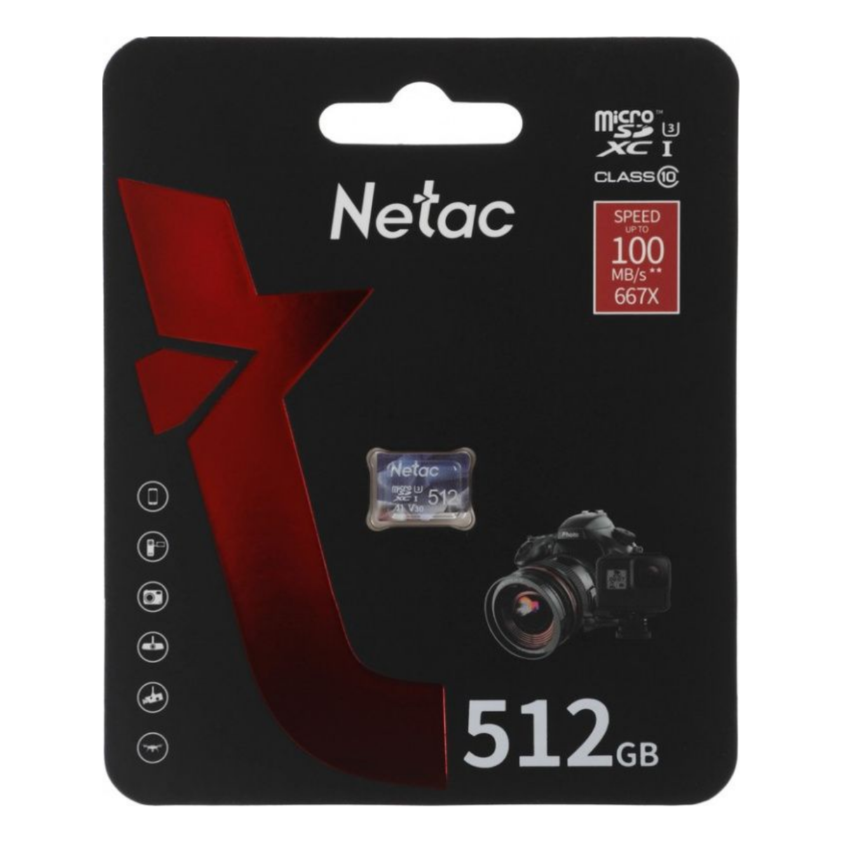 Карта памяти Netac P500 Ultra (NT02P500ULT-512G-S) MicroSDXC 512GB V30/A1/U3 up to 100MB/s