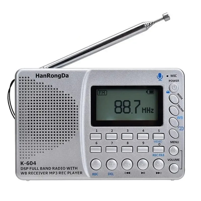 Портативный Цифровой Радиоприемник HanRongDa K-604, FM, MW, WB, MP3, от Сети и Аккумулятора