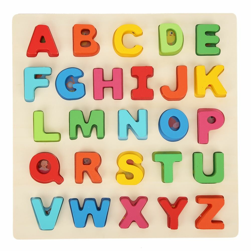 Деревянные пазлы "Алфавит" для раннего обучения, заглавные буквы.