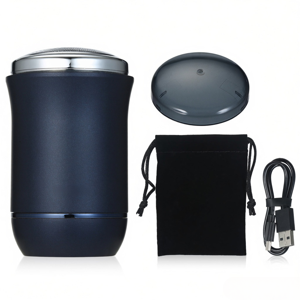 Электрический бритва для мужчин Wet& Dry Бритвы для бритья Без проводов Ротационные Электрические Бритвы Водонепроницаемые IPX5 Заряжаемые для путешествий или домашнего использования Drak Blue RP-MA09 ABS Стainless Steel 350mAh 6.8*4.5*4.5cm 65g