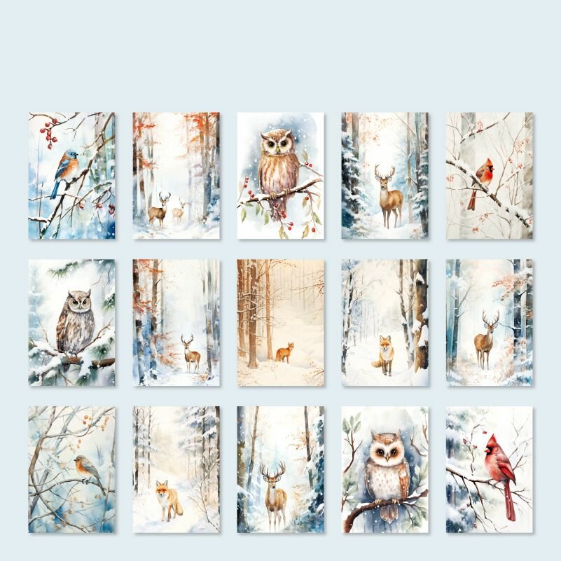 Бумага для скрапбукинга mr.paper, записываемая бумага 30 листов в мешке, зимняя тема для альбомов, блокнотов и оформления фоторамок