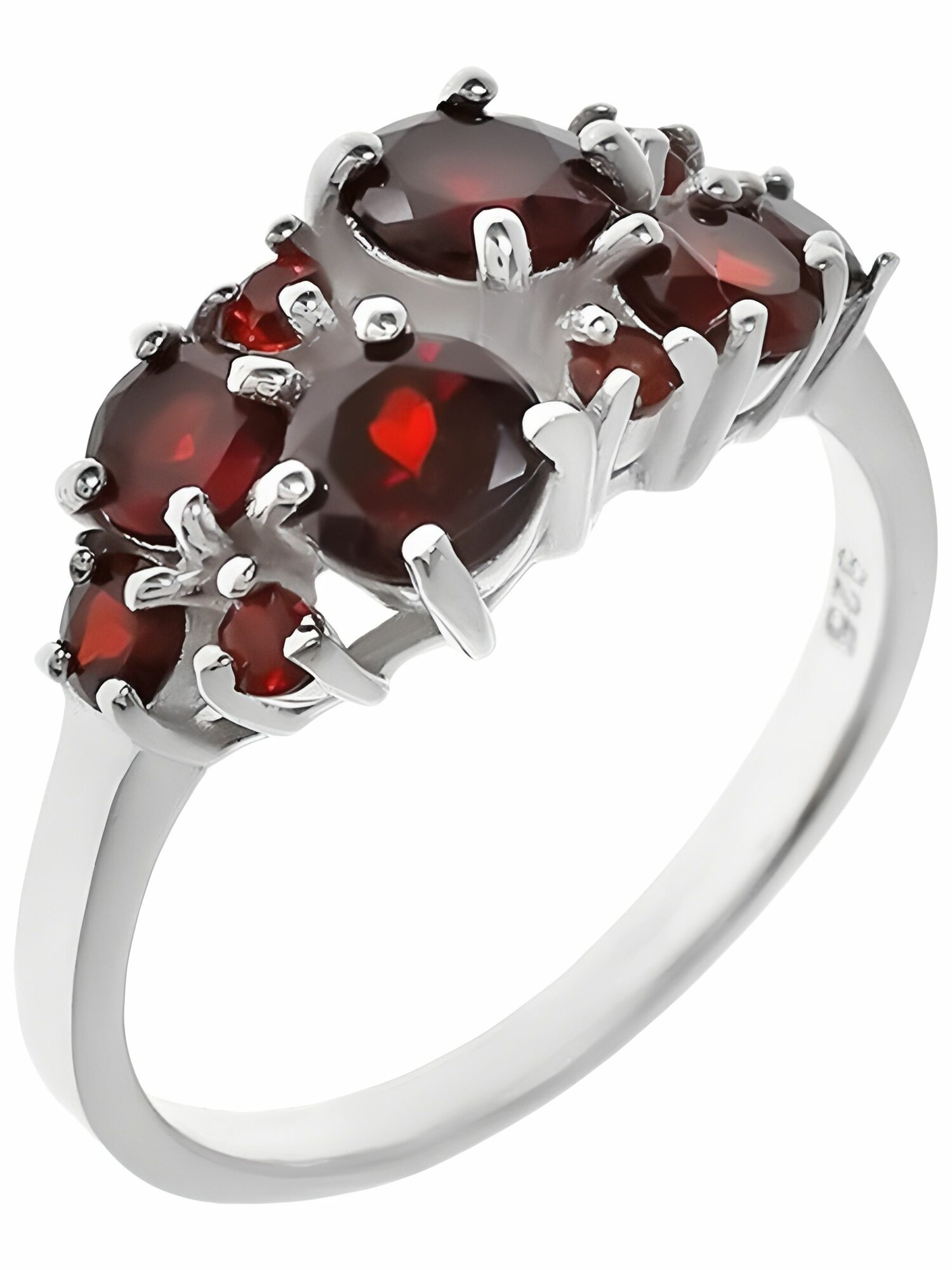 Кольцо тонкое, серебро, 925 проба, родирование, гранат
