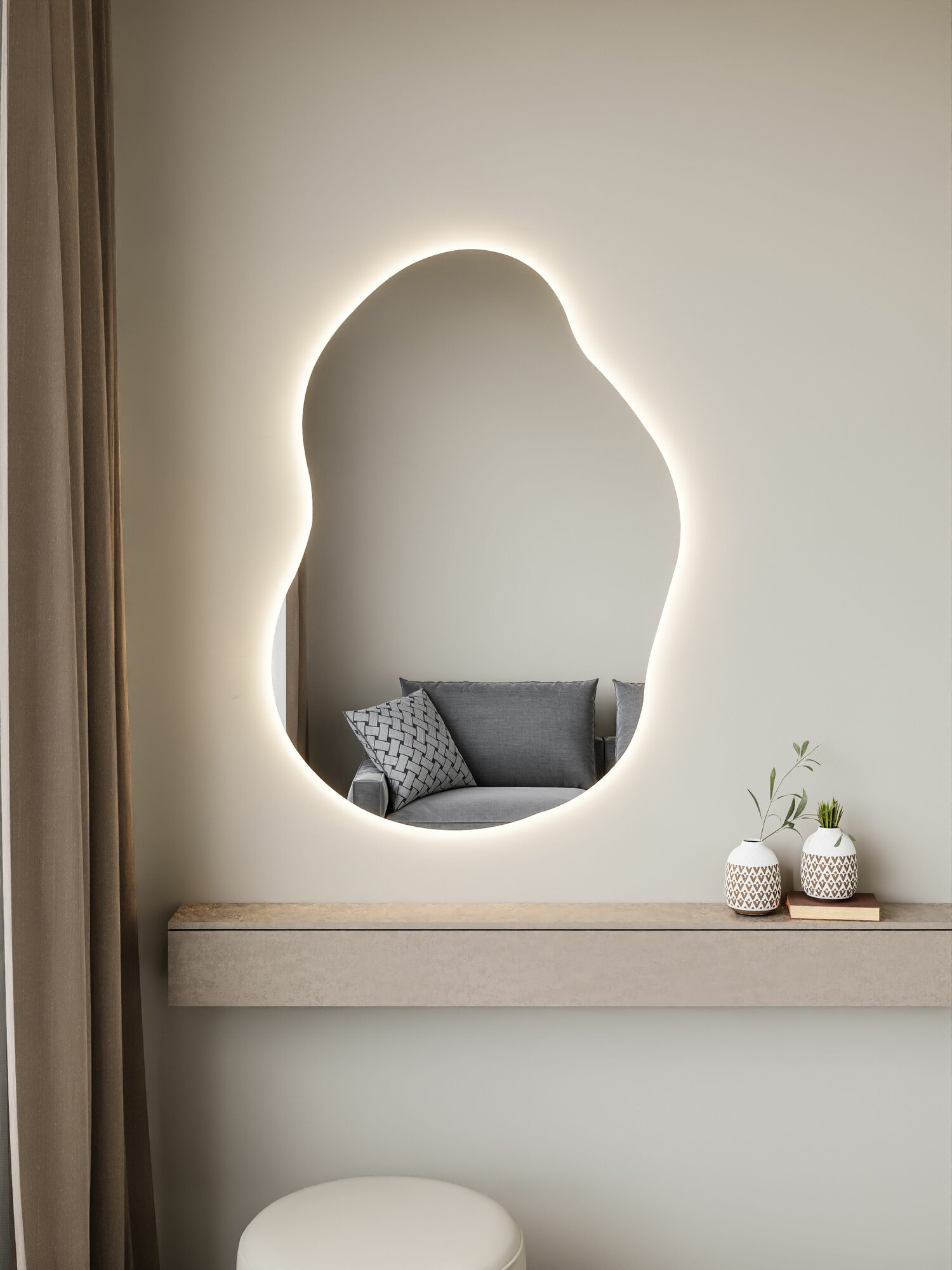 Зеркало настенное 100х80 см. BLX MIRROR М1 фигурное с подсветкой нейтральный свет 4500К