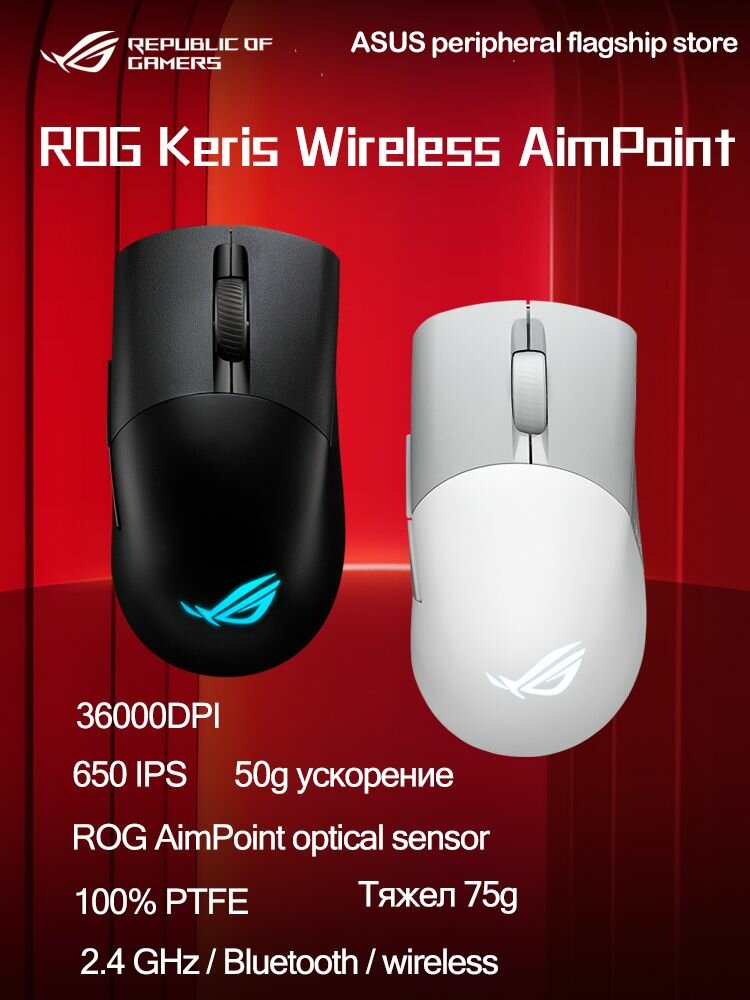 Мышь ASUS ROG Keris Wireless AimPoint,36000 dpi, черный