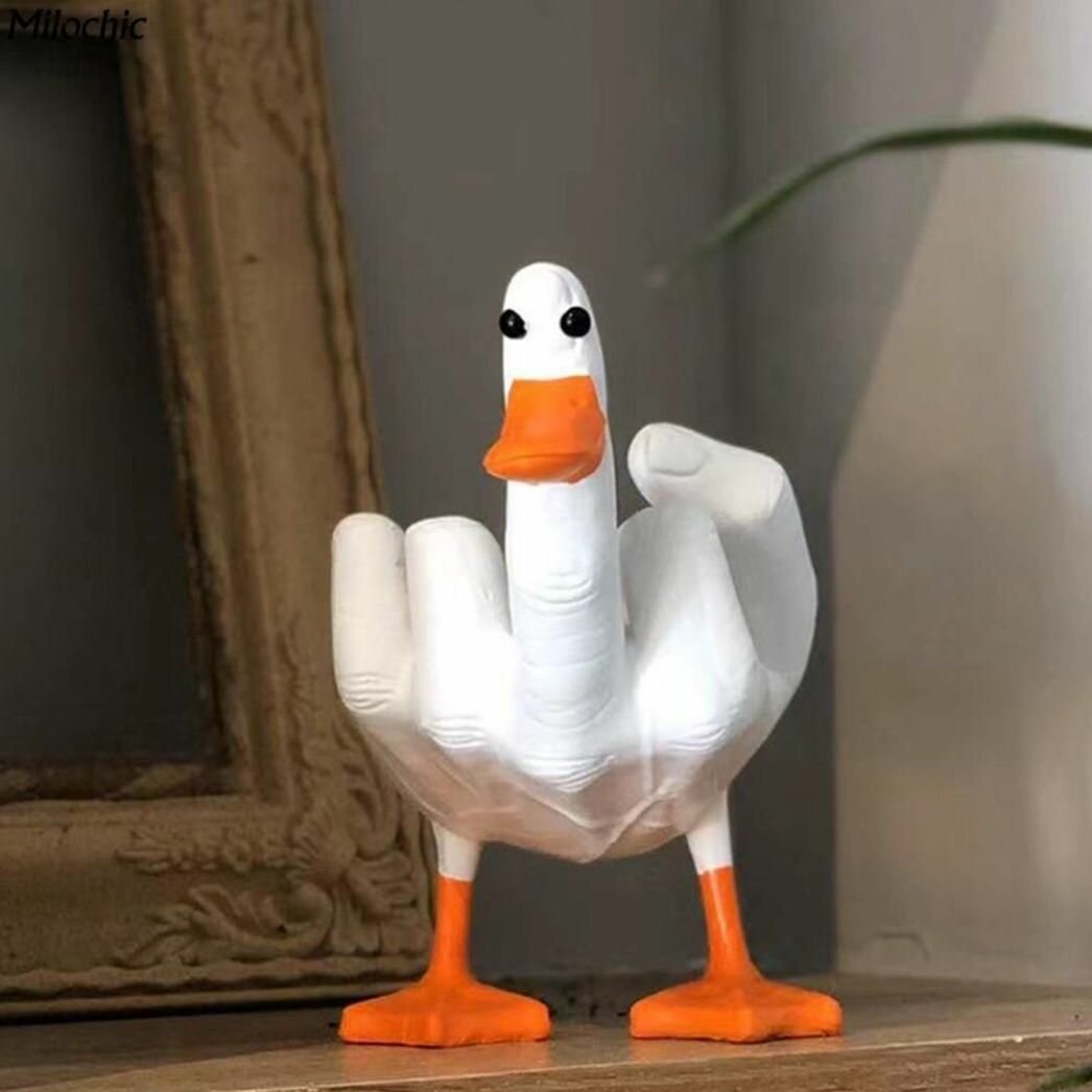 Эксклюзивная статуэтка утки на средний палец из смолы креативный подарок ручной работы