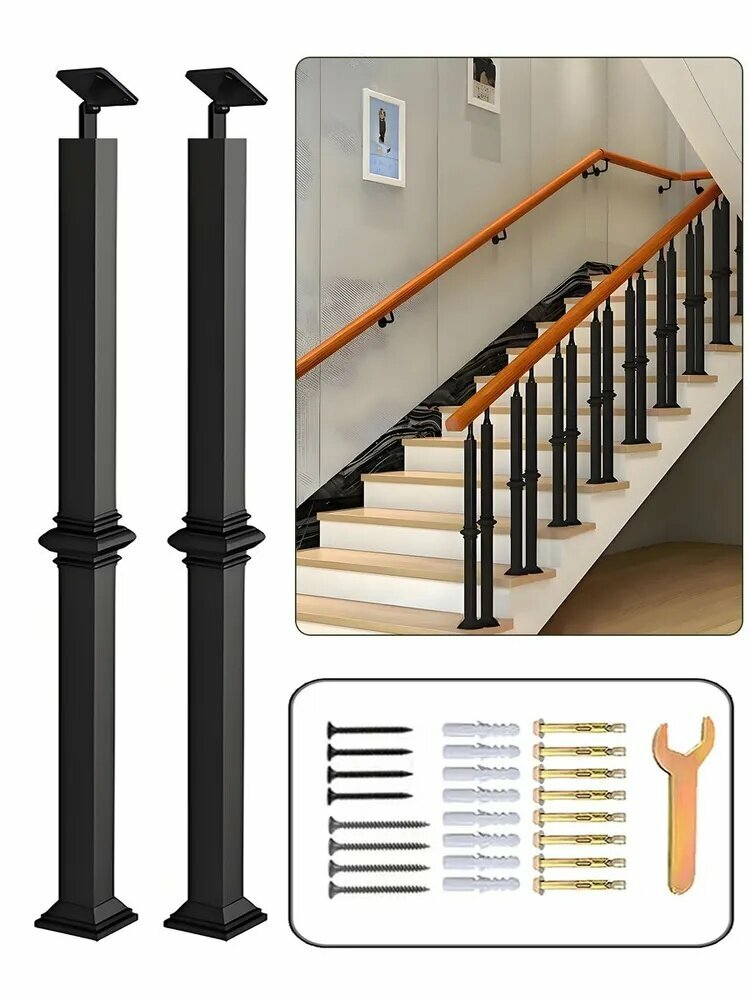 Черные металлические стойки для перил, регулируемые на 270 Для крыльца, бетонных и деревянных ступеней внутренние/наружные работы