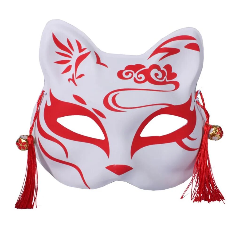 Лисья полумаска на половину лица Японские маски Кабуки Кицунэ для мужчин женщин и детей
