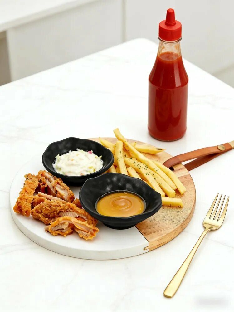 Соусники черные набор 2 шт, 8.5 см, для специй, соусов и закусок