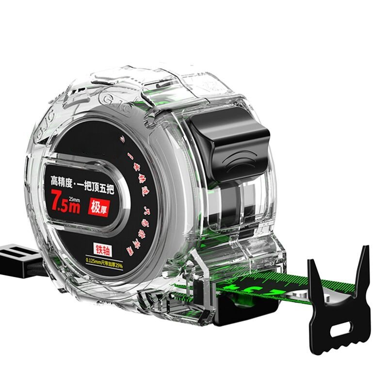 Лента флуоресцентная для измерения, сантиметр двусторонний градуированный, измеритель для дома в упаковке, метр высокоточный износостойкий утолщенный, линейка жесткая, стальная линейка, длина 5 м, 7.5 м, 10 м, ширина 19 мм, 25 мм, обойма 70*32 мм, 70*38