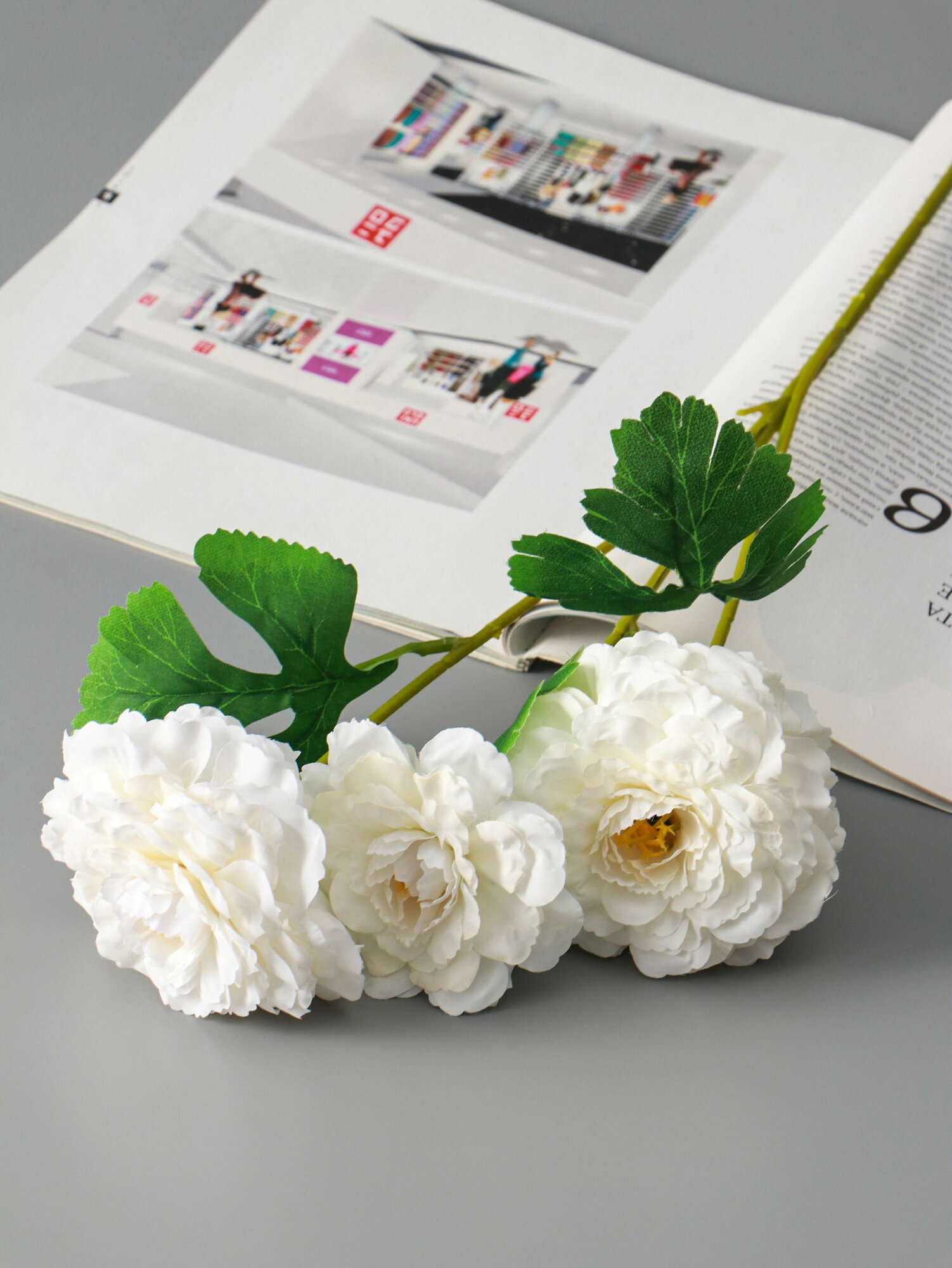 Цветы искусственные "Хризантема волнистая галант", d=8 см, h=58 см, белые