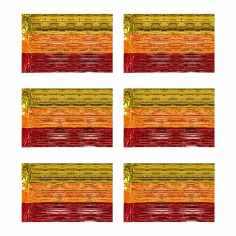 6 частей декорации ко дню рождения, сшитой из дождевого занавеса, макет сцены для фотосессии-красный, оранжевый, желтый