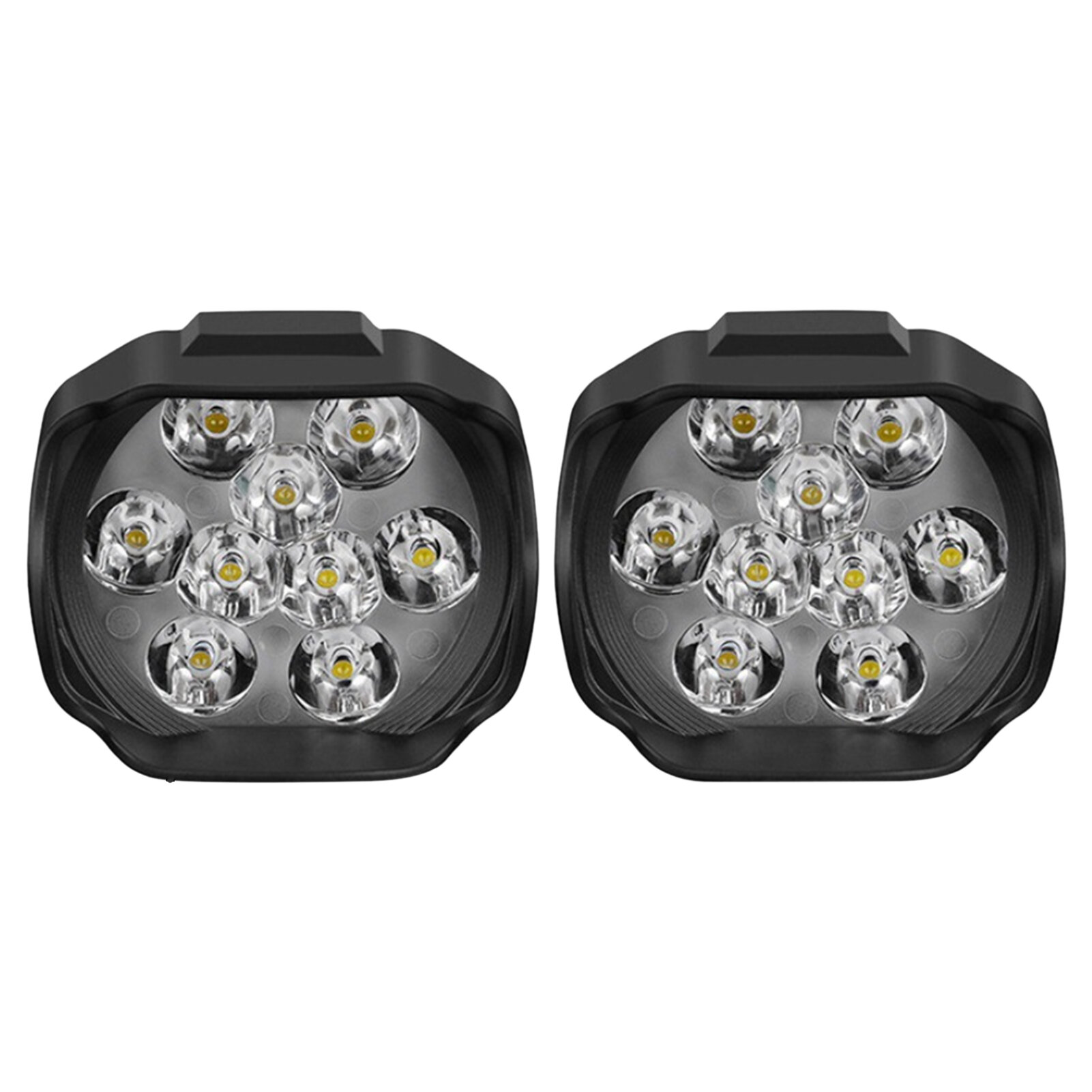 2Pcs Фары для мотоциклов с LED внешние 6000K IP68 Водонепроницаемые Фары для электромобилей скутеров Фары для езды Туманные лампы Материал ABS Медь ПК Количество 2 штуки Цвет света белый Температура цвета 6000K Напряжение 12-31V Ток 1.5A Мощность 27W