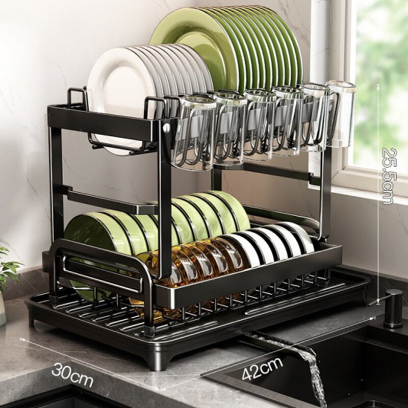 Кросс-бордерная кухонная полка для хранения, многофункциональная подставка для чашек, двухъярусная полка для мисок и тарелок, полка для хранения, полка для фильтра воды, полка для мисок и тарелок, сушилка