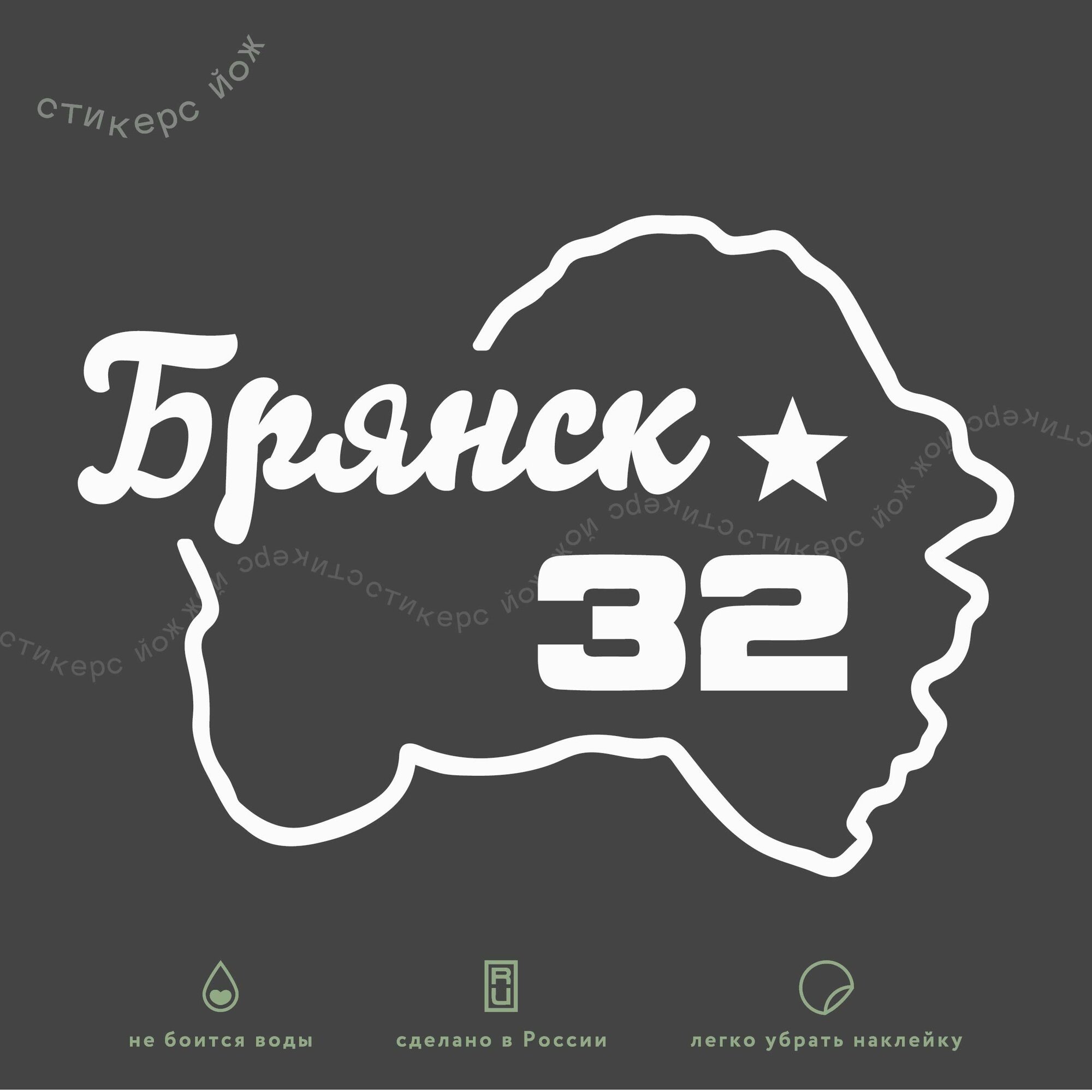 Наклейка "32 регион / Брянская область" 13х10 см