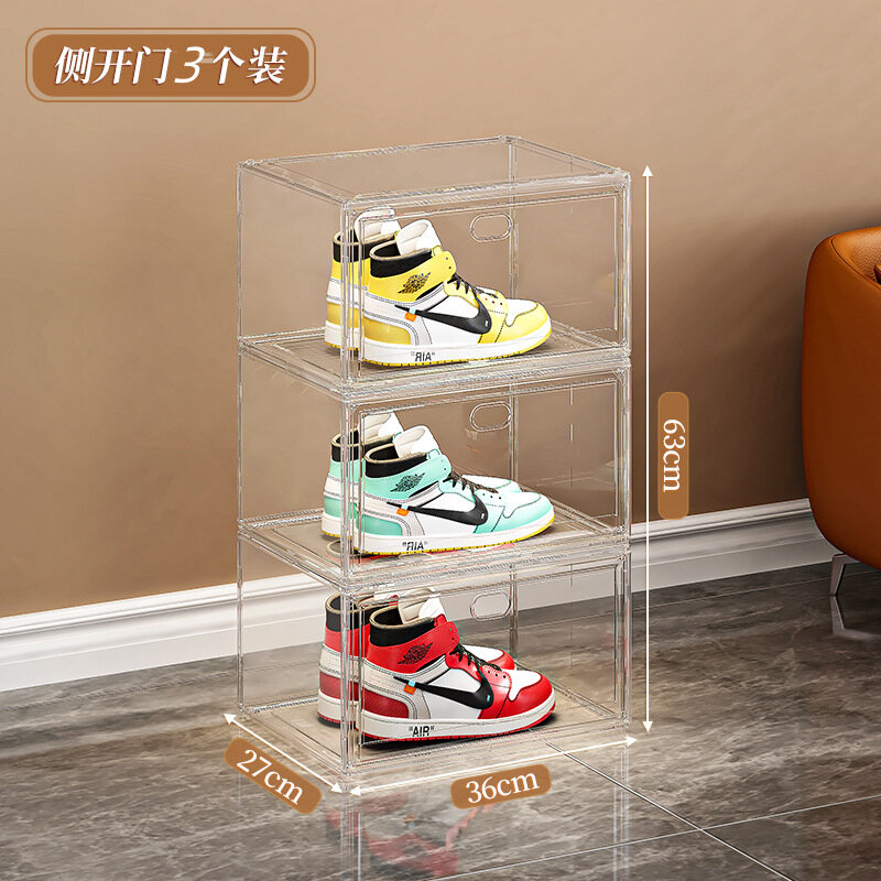 ⭐Прозрачная коробка для обуви, коробка для хранения обуви, экономия пространства, антиокислительная коллекция, обувной шкаф с магнитным боковым открыванием, демонстрация обуви для интернет-знаменитостей⭐