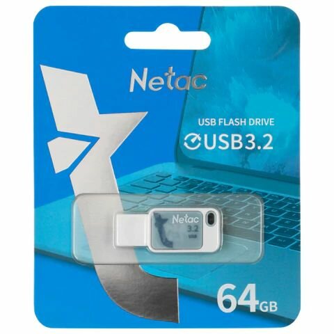 2 шт. Флеш-диск 64 GB NETAC UA31, USB 3.2, голубой, NT03UA31N-064G-32BL