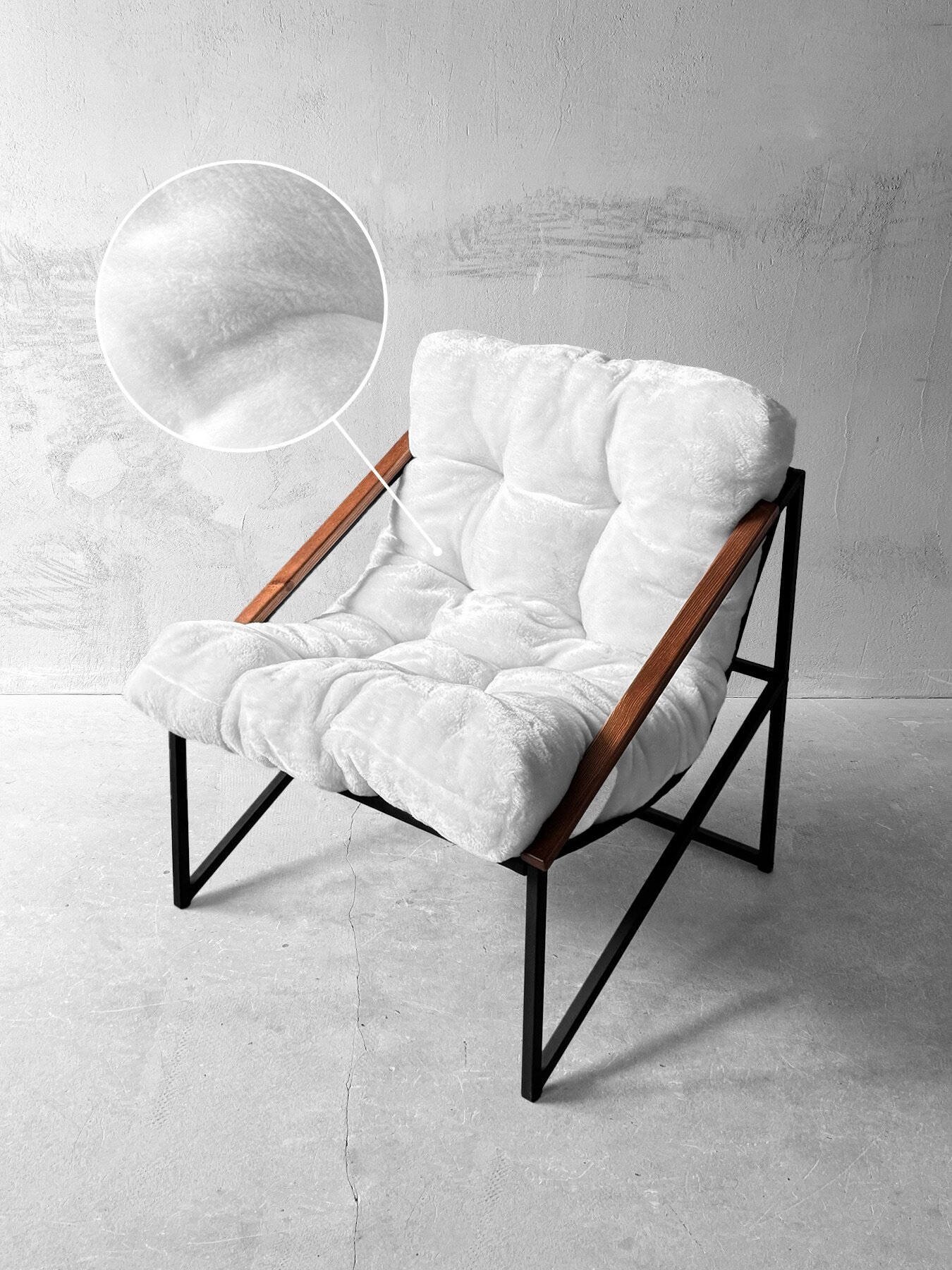 Кресло для отдыха Лофтовик Слэш ++ мех белый