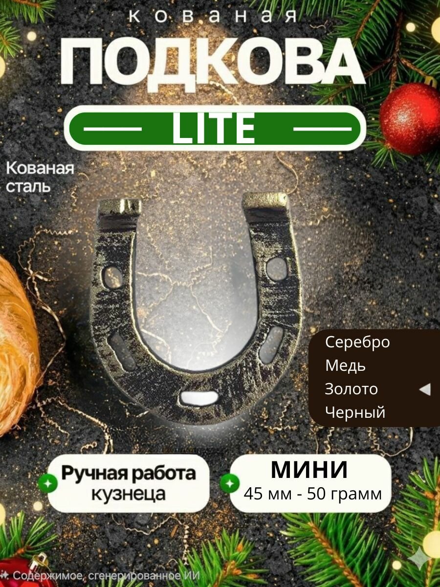 Подкова сувенир для дома лайт "Мини" 4 см, 50 гр. (золотой)/ оберег на дверь, подарок на новоселье, годовщину свадьбы молодоженам, подкова на счастье, удачу, символ нового года 2026