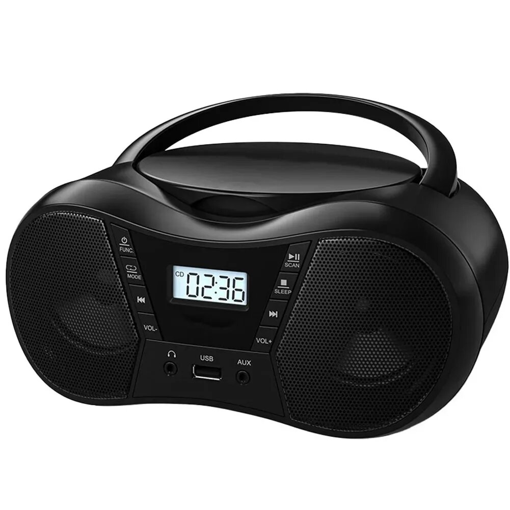 Небольшой CD-плеер Boombox, Кассетное AM FM-радио, динамики Bluetooth, AUX USB, воспроизведение MP3-файлов с пульта дистанционного управления, поддержка питания от сети переменного / постоянного тока