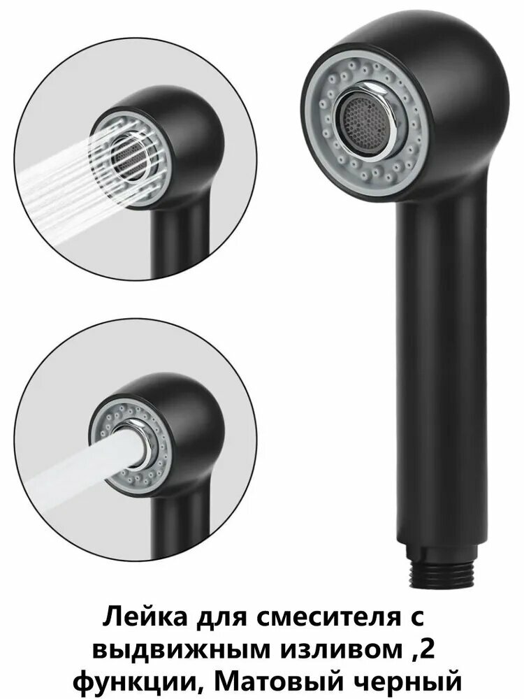 Лейка для кухонного смесителя (выдвижная) 2-х режимная, парикмахерская лейка ROBERN F26 1C, насадка для душа животных, Матовый черный