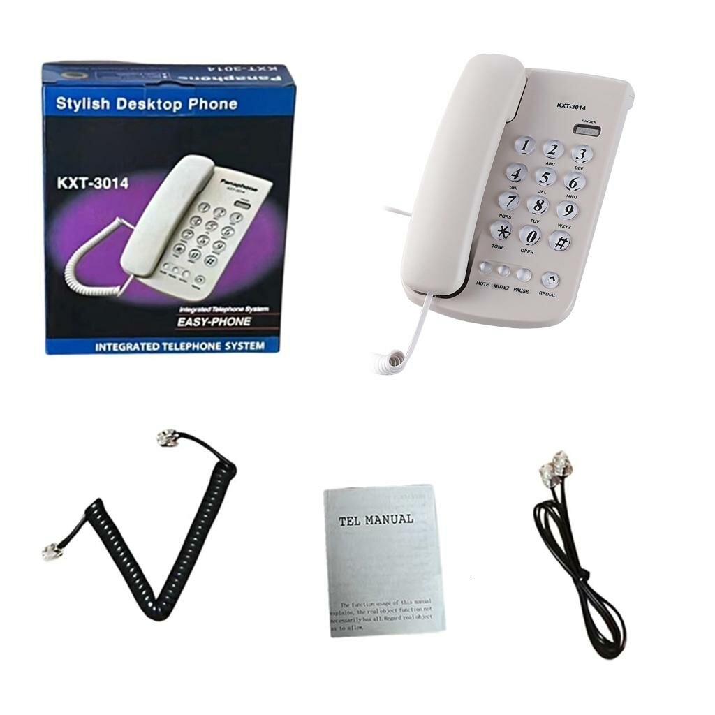 Стационарный телефон с большими кнопками, Белый