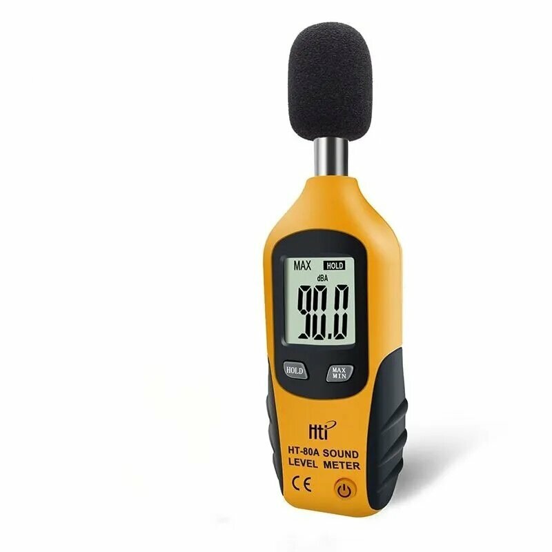 Шумомер HT-80A с подсветкой, цифровой децибелметр 30-130 дБ, измерение уровня звука, мин/макс. значения, удержание данных, автоматическое отключение питания