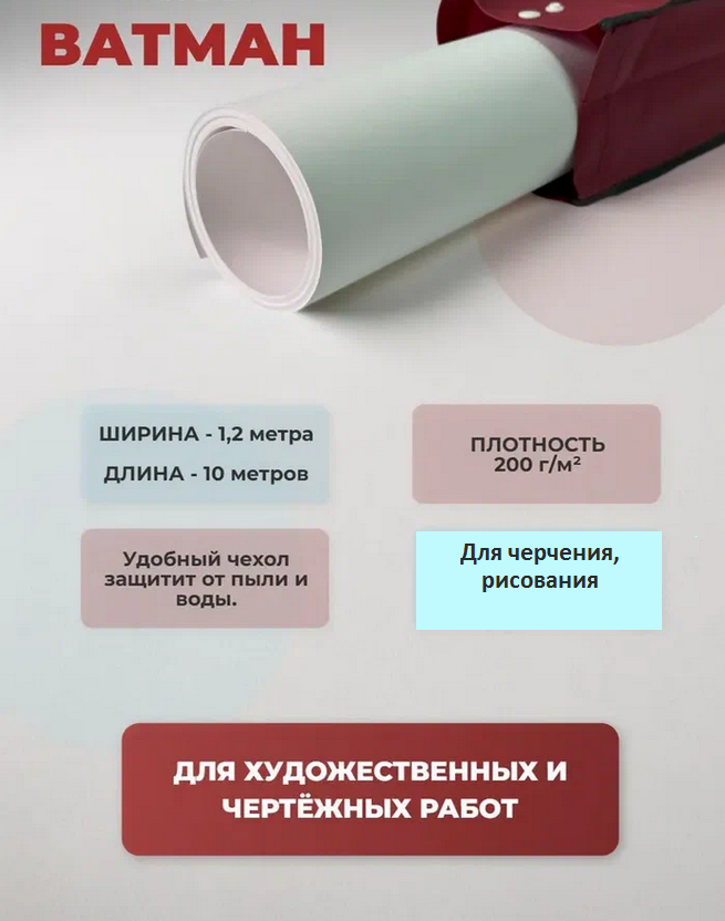 Ватман в рулоне 1.20х10м 200г/м