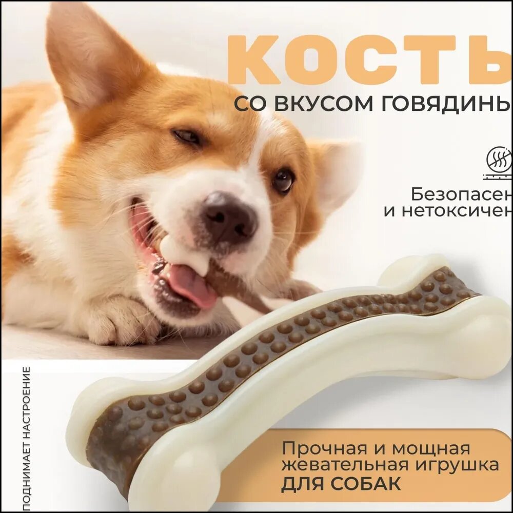 Игрушка для собак жевательная кость с лакомством для мелких, средних и крупных пород, антистресс для улицы и дома, прочная