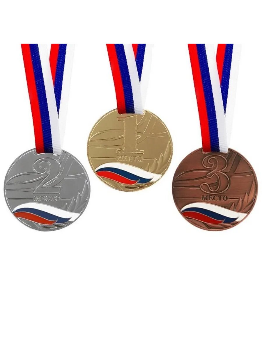 Призовая медаль бронзовая с лентой 6 см