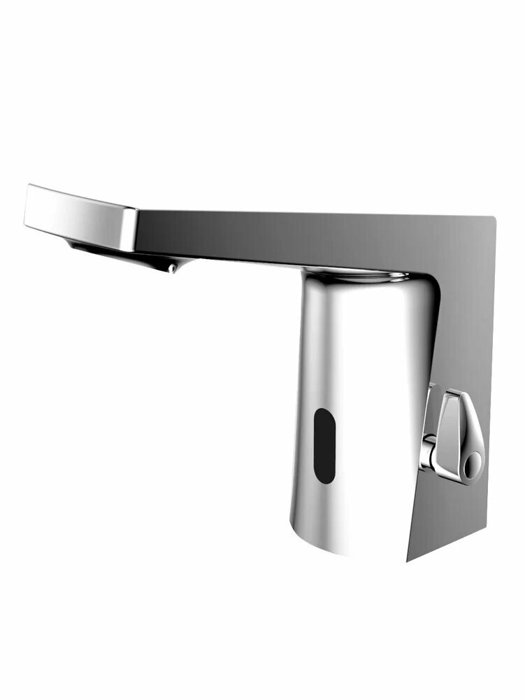 Смеситель для раковины SantiLine Photocell SL-9030 сенсорный, хром, глянцевый, кран для ванной в раковину, из латуни, с функцией экономии расхода, для инвалидов