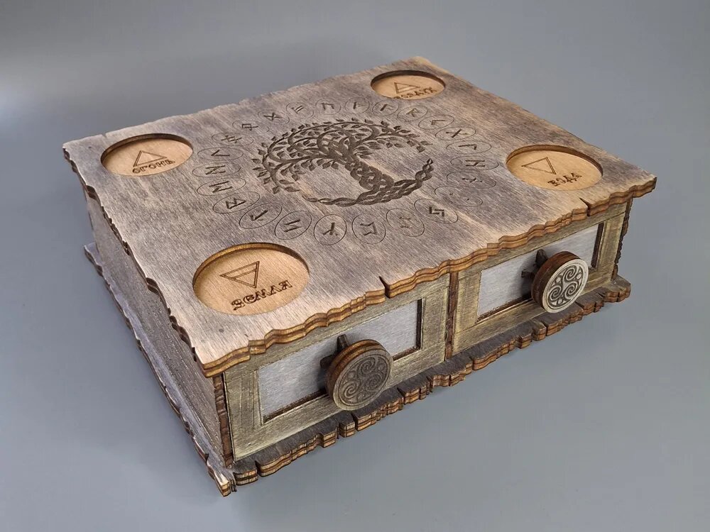 Алтарь рунический для ритуалов "Дерево жизни". Алтарь с ящиками