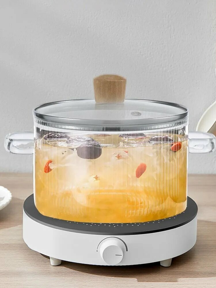 Кастрюля Стеклянная кастрюля с крышкой, Стекло, Силикатное стекло, 1,6 л, 1 шт