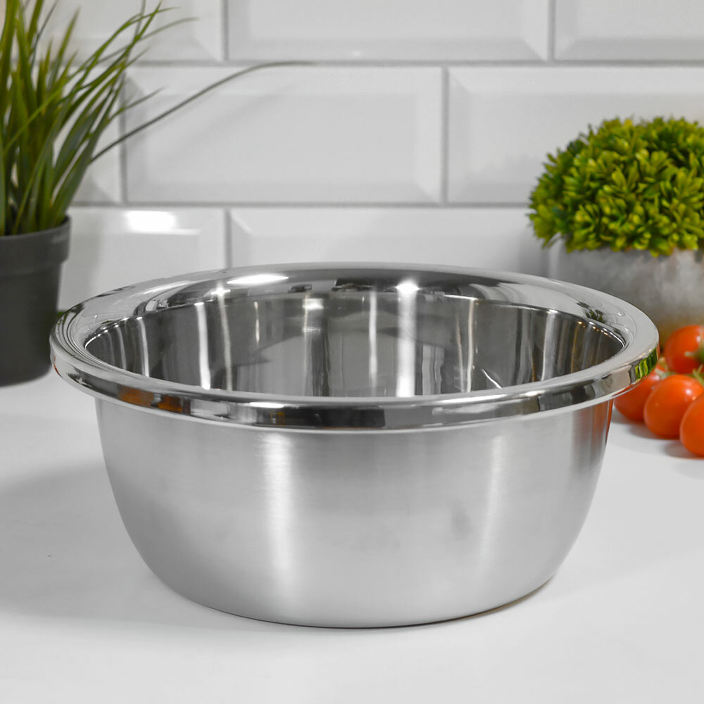Миска кухонная из нержавеющей стали 24см, 4,5л, глубокая, серебристая