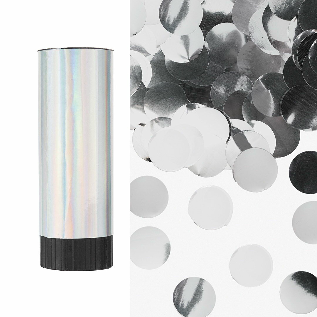 Хлопушка пружинная "Круги", фольга, серебро, 10 см, вид хлопушки: пружинная