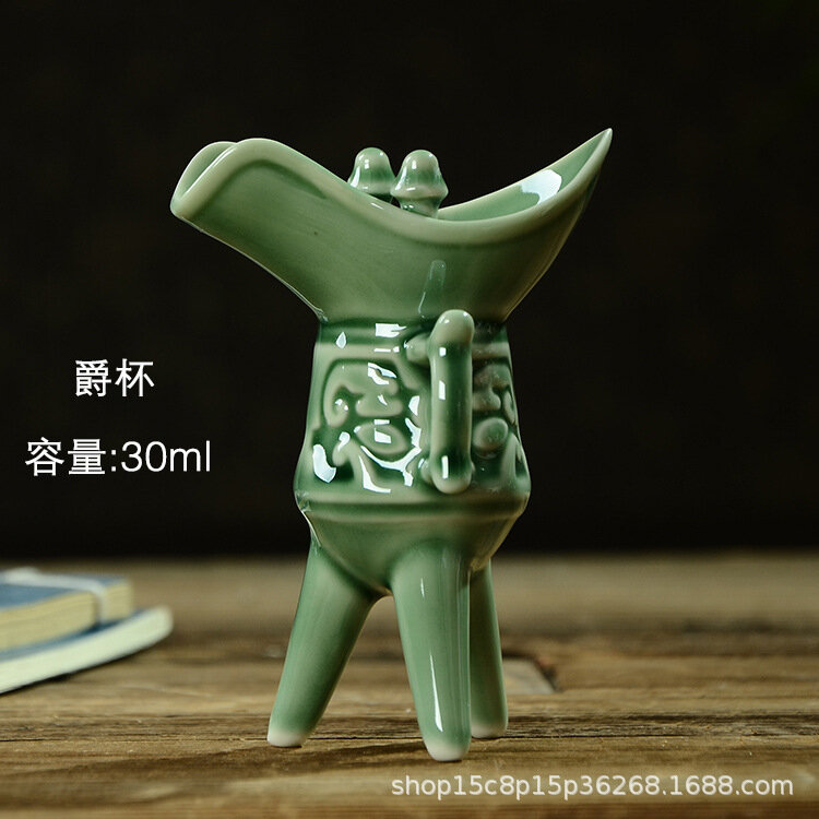 Винтажная керамическая чаша для вина, кубок из целадона, белая винная чаша, хайболл, чаша для спиртных напитков, набор для вина, разделитель для вина, древний стиль, креативная подарочная коробка