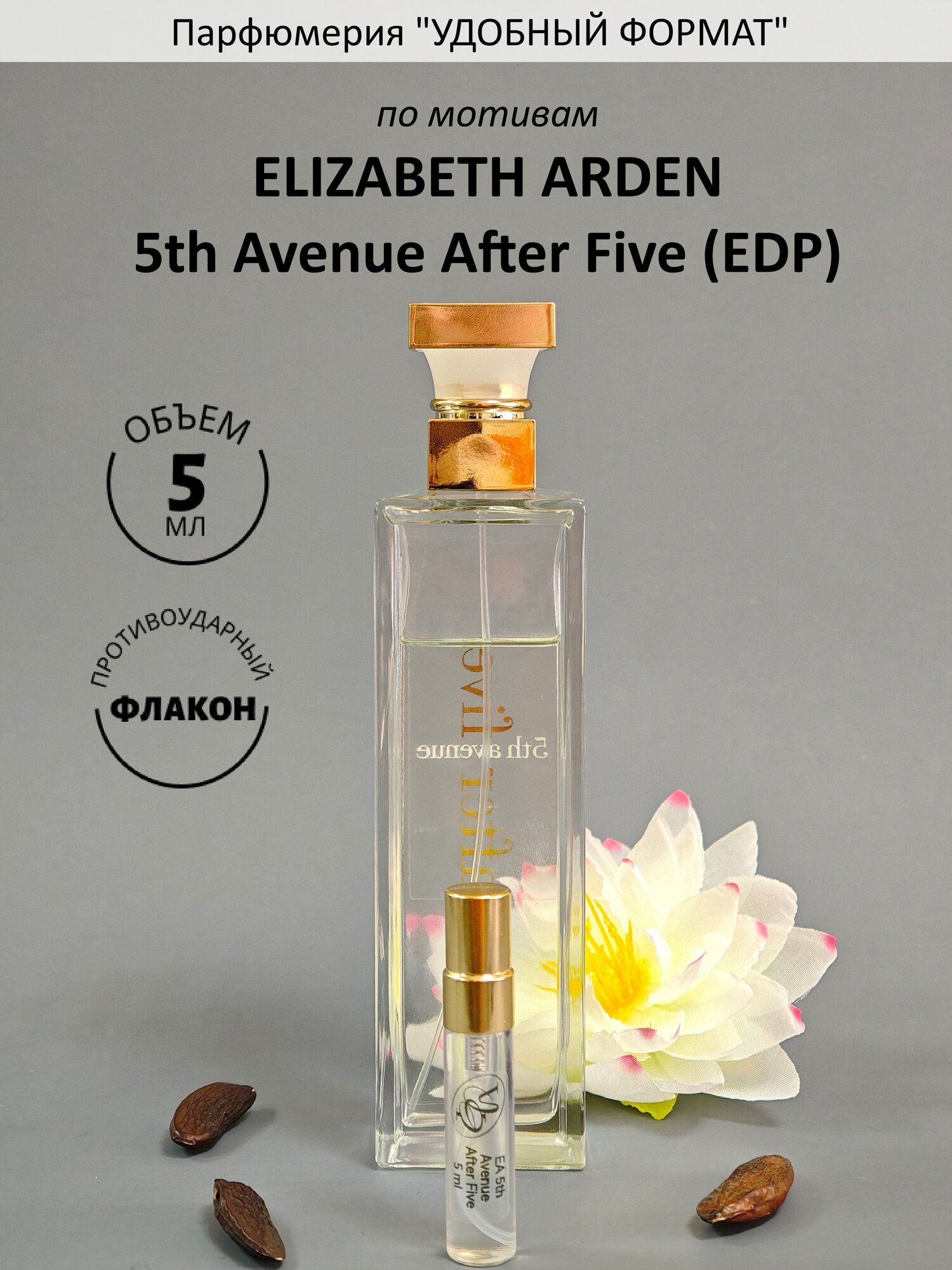 Духи женские по мотивам Elizabeth Arden 5th Avenue After Five, атомайзер 5 мл, парфюмерная вода, удобный формат