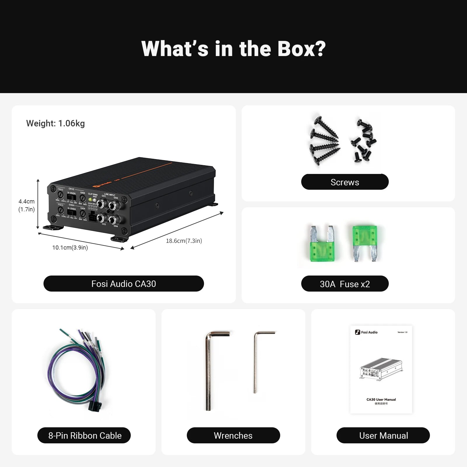 Автомобильный усилитель Fosi Audio CA30 4-канальный