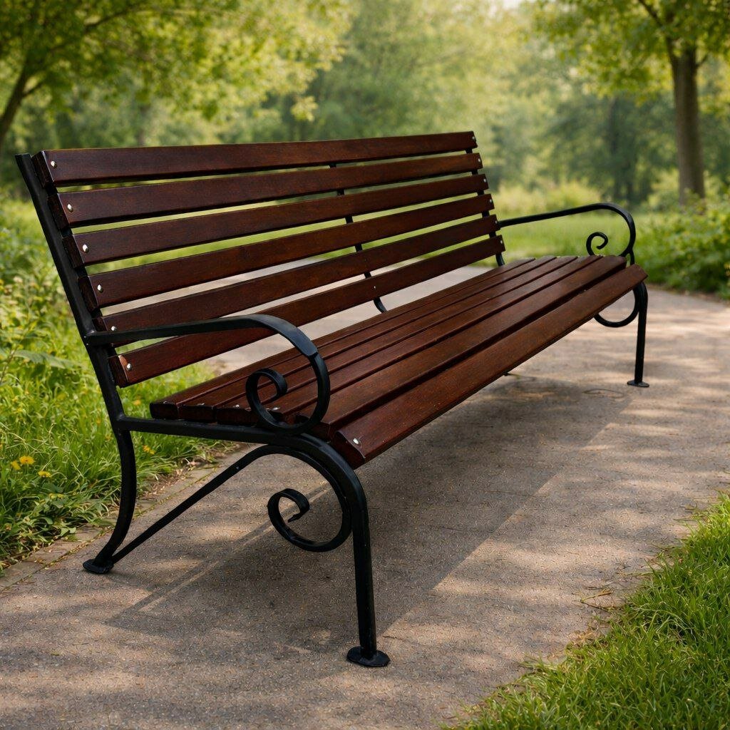 Скамейка "Азалия" с подлокотником 150*47*83, цвет палисандр