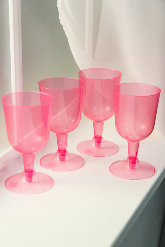 Набор одноразовых бокалов для вина акли, пластик, розовый, 160 мл, 4 шт, Koopman International 178000480-1